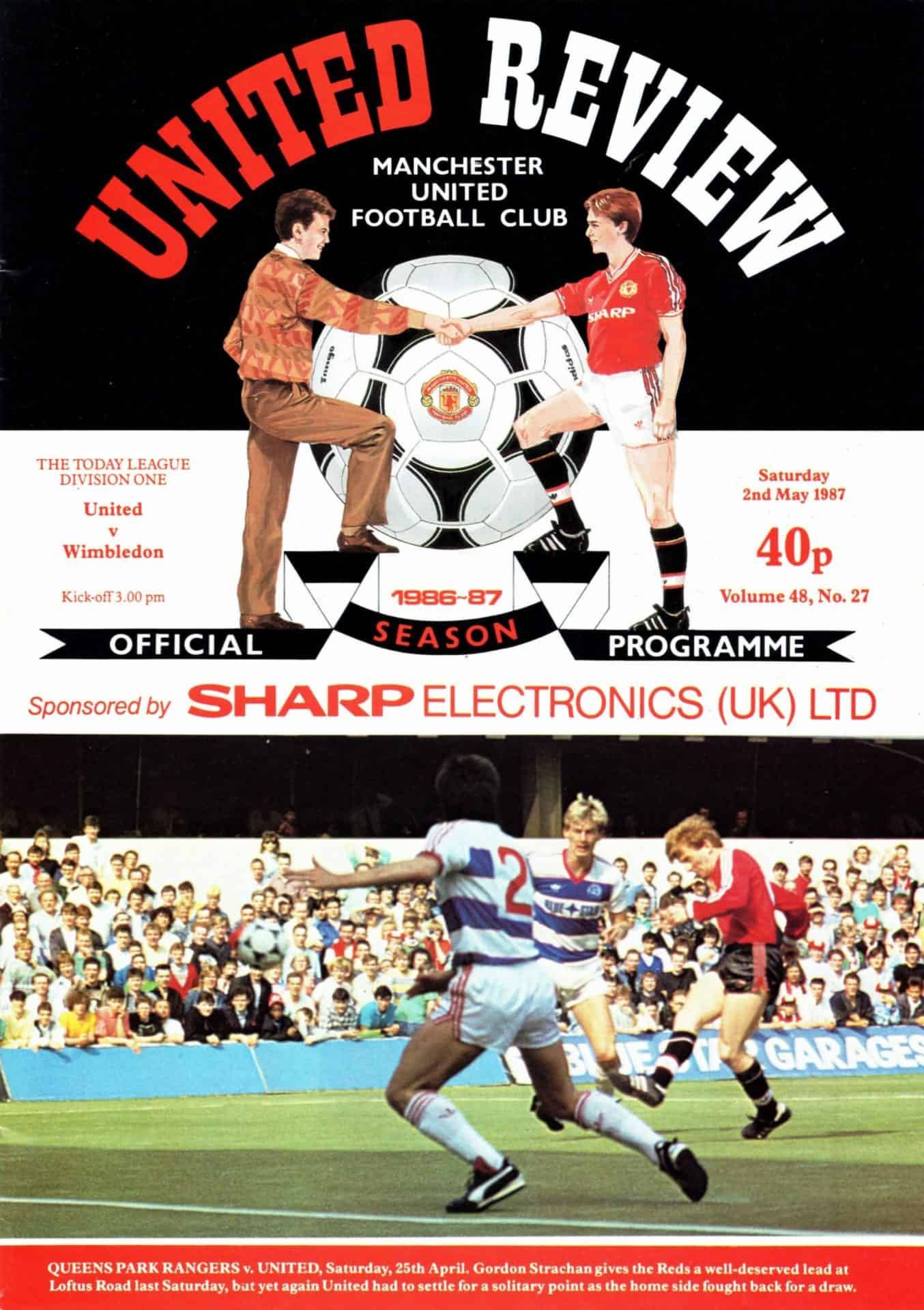 2nd May 1987 Manchester United v Wimbledon Division One Matchday 39 ...
