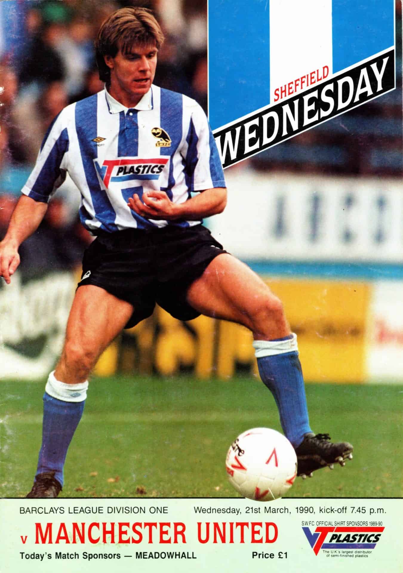 21st March 1990 Sheffield Wednesday v Manchester United Division One ...