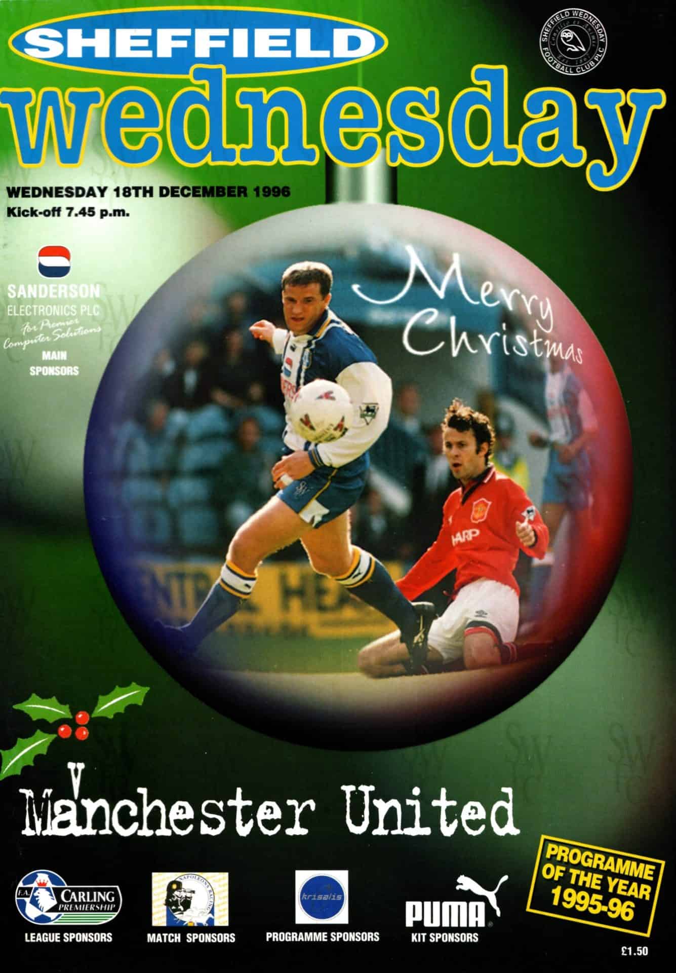 18th December 1996 Sheffield Wednesday v Manchester United Premier ...