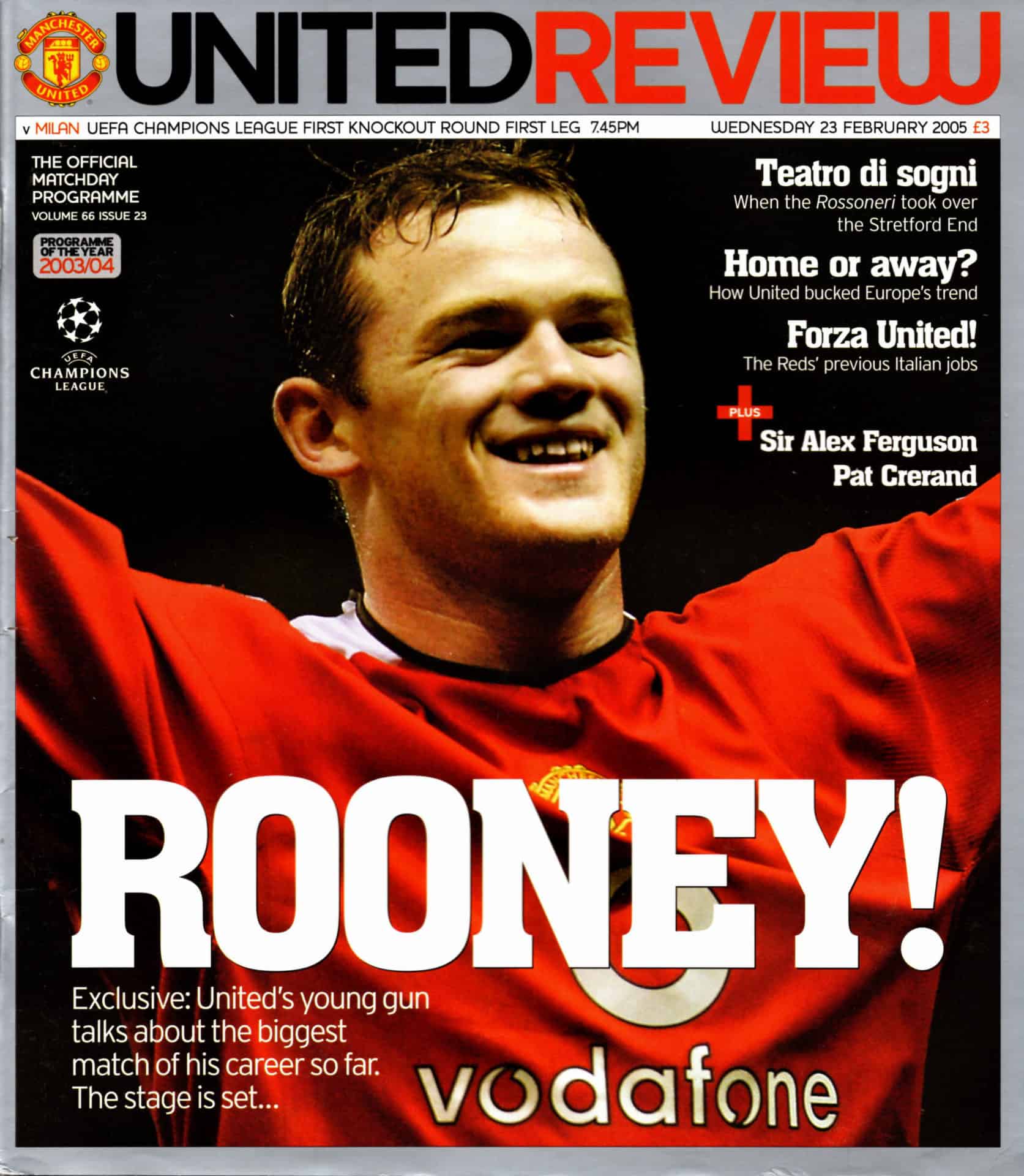23rd February 2005 Manchester United v AC Milan UEFA Champions League ...
