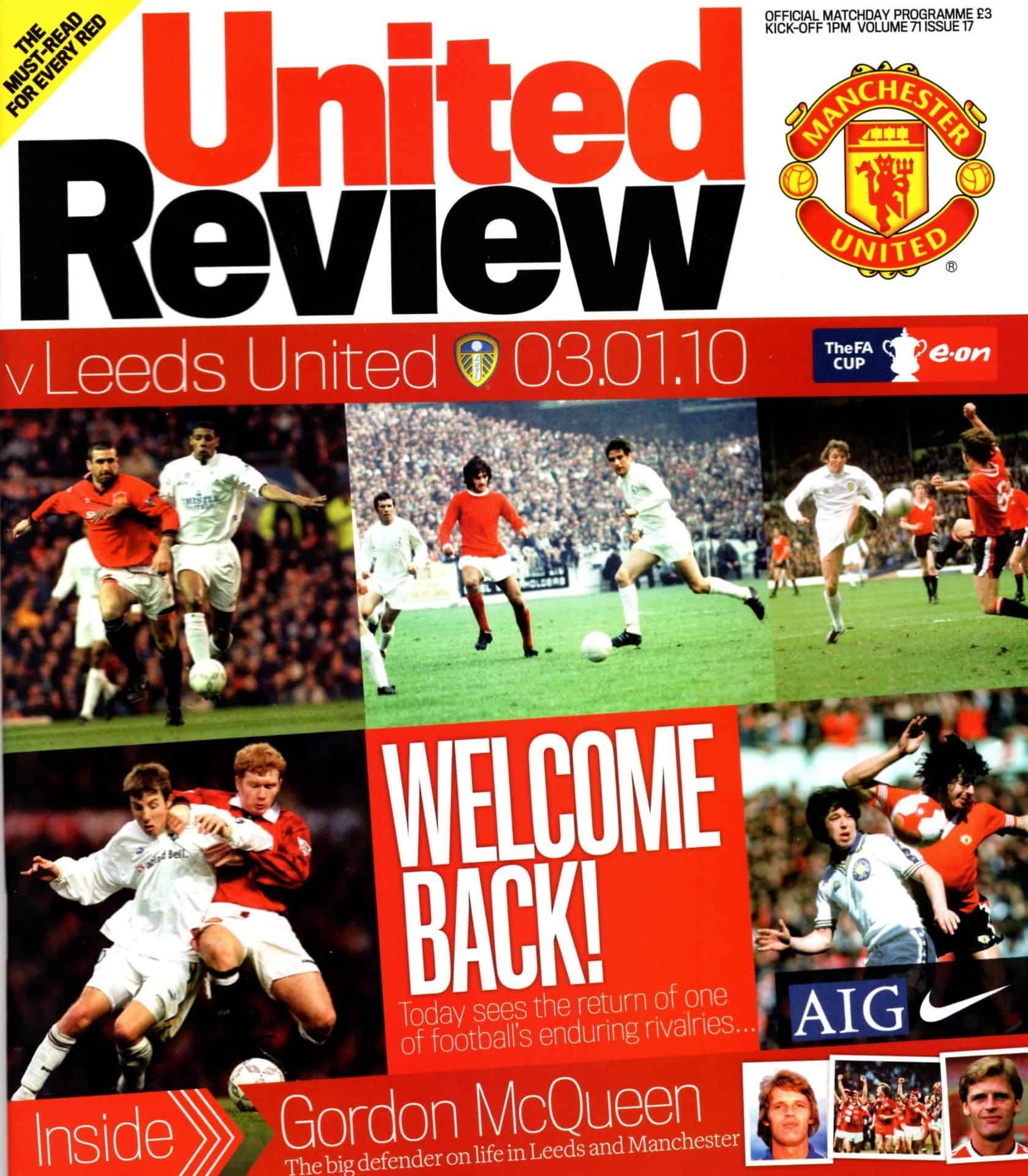 3rd January 2010 Manchester United v Leeds United FA Cup 3rd Round 2009 ...