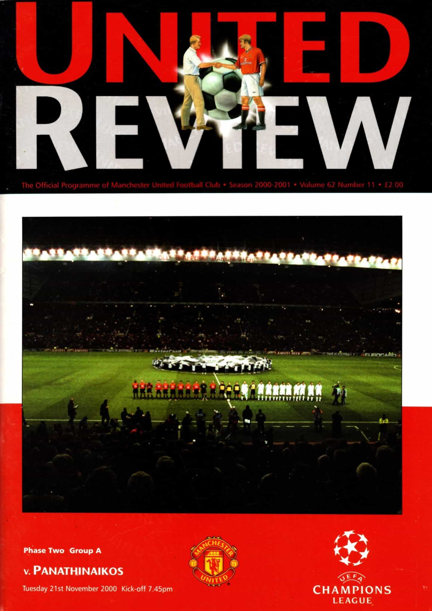 21st November 2000 Manchester United v Panathinaikos Champions League ...