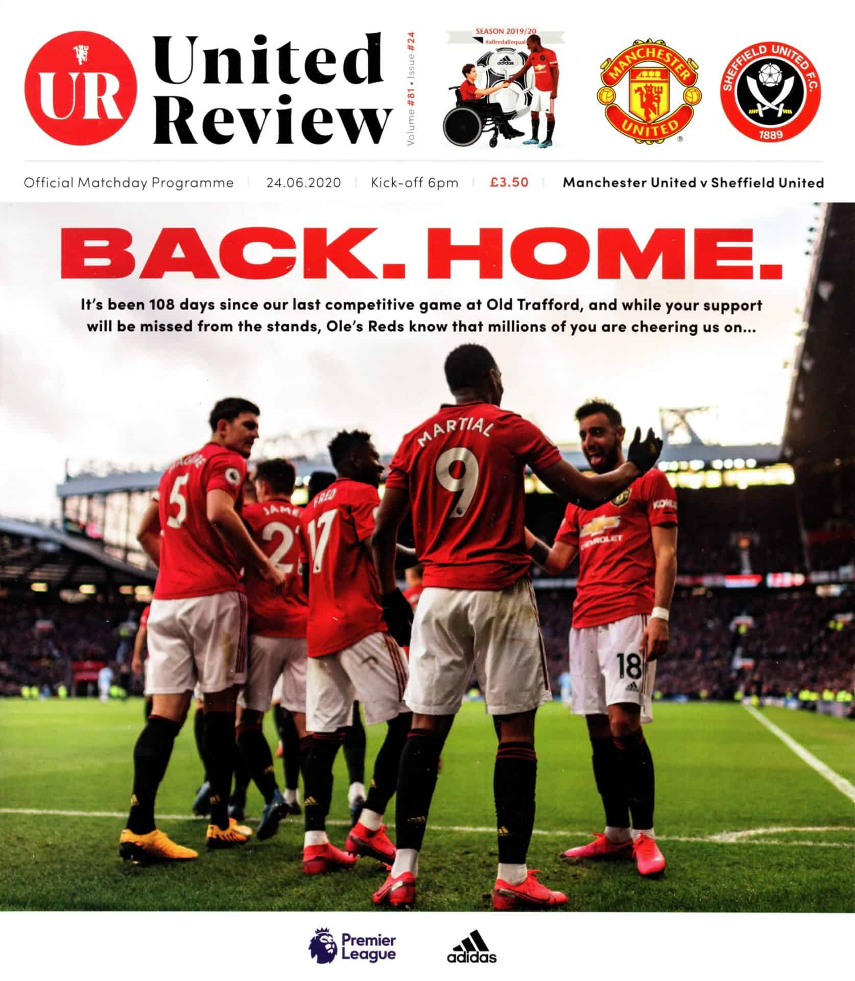 24th June 2020 Manchester United v Sheffield United Premier League ...