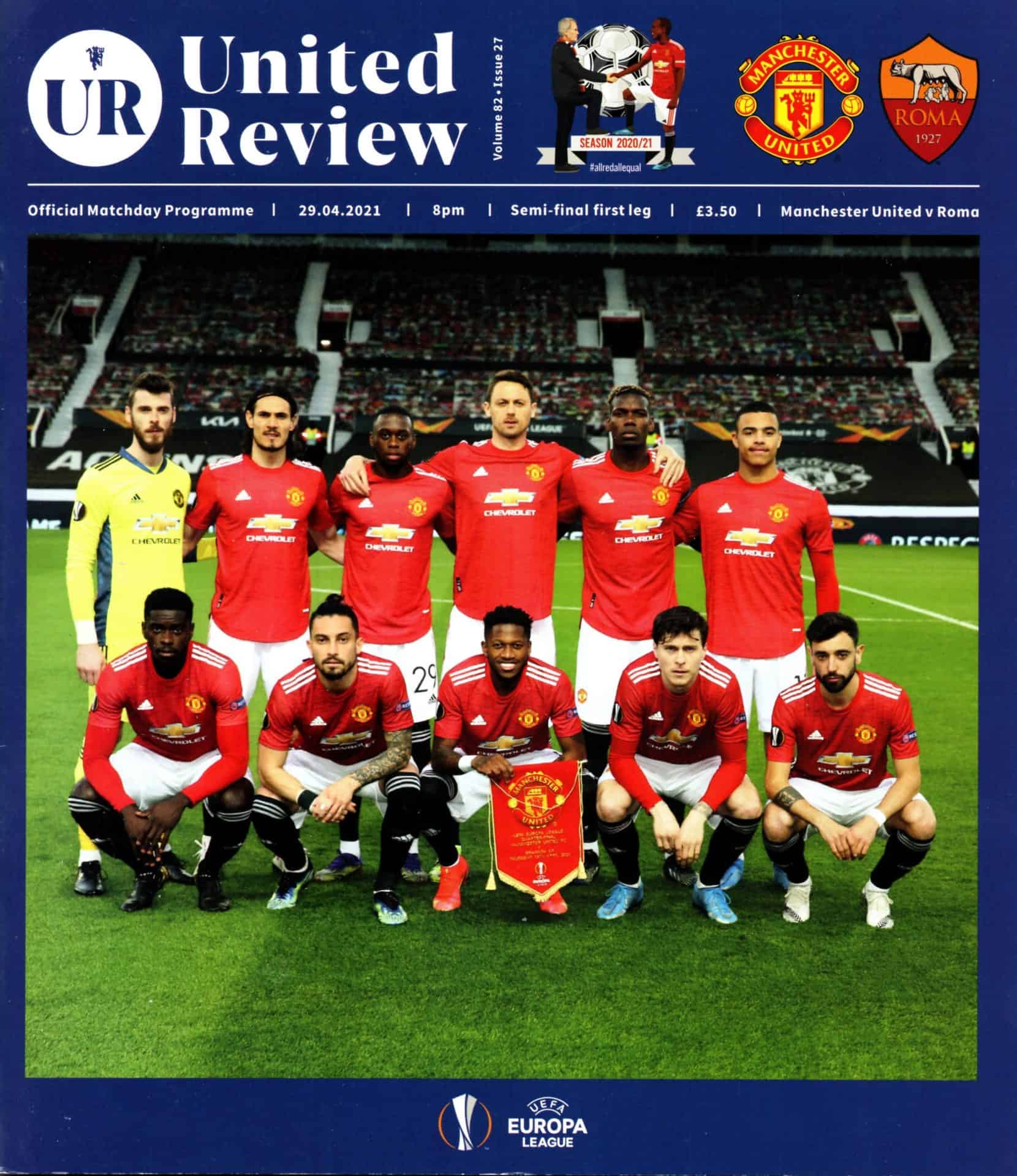 29th April 2021 Manchester United v AS Roma Europa League Semi-Final ...