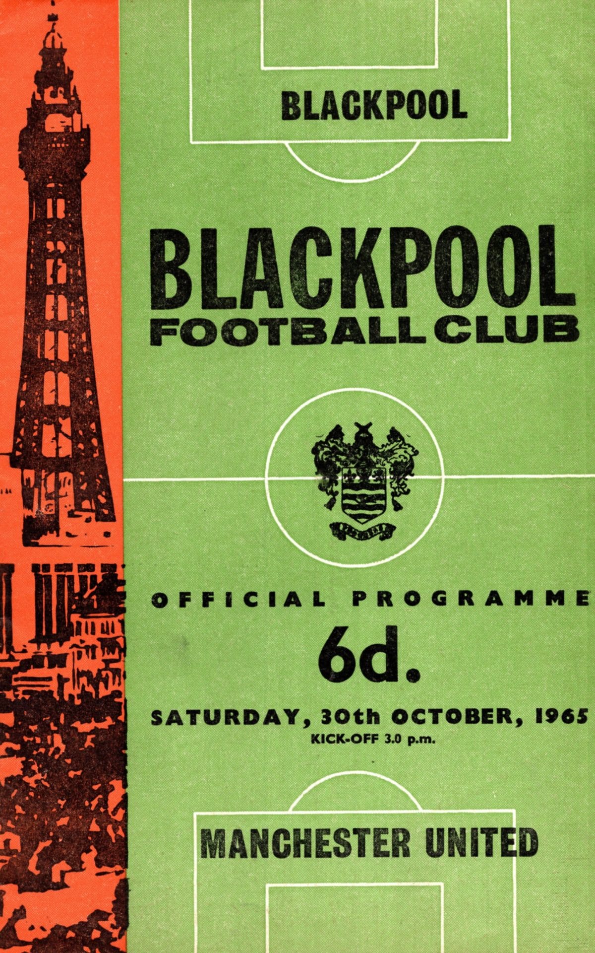 30th October 1965 Blackpool v Manchester United Division One Matchday ...